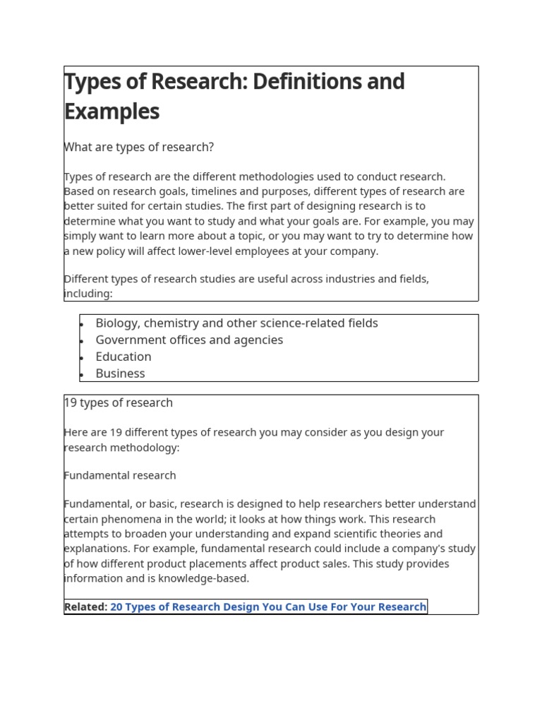 Types of Research | PDF | Experiment | Quantitative Research