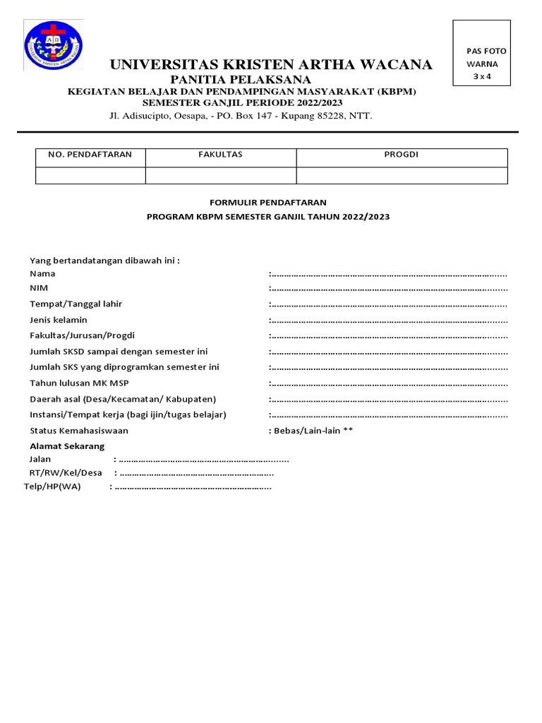 Pendaftaran KBPM UKAW 2022/2023 | PDF