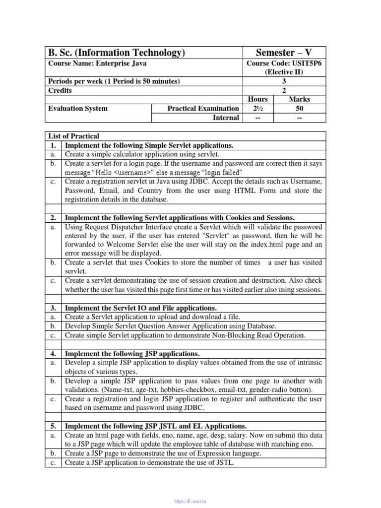 EJ Practical Syllabus (E-Next - In) | PDF | Software Architecture | Computer Science