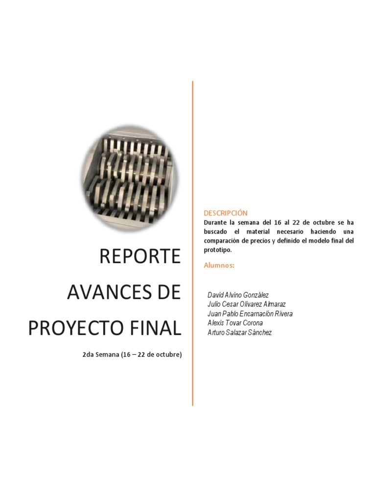 Reporte de Avances Del Proyecto | PDF | Bienes manufacturados