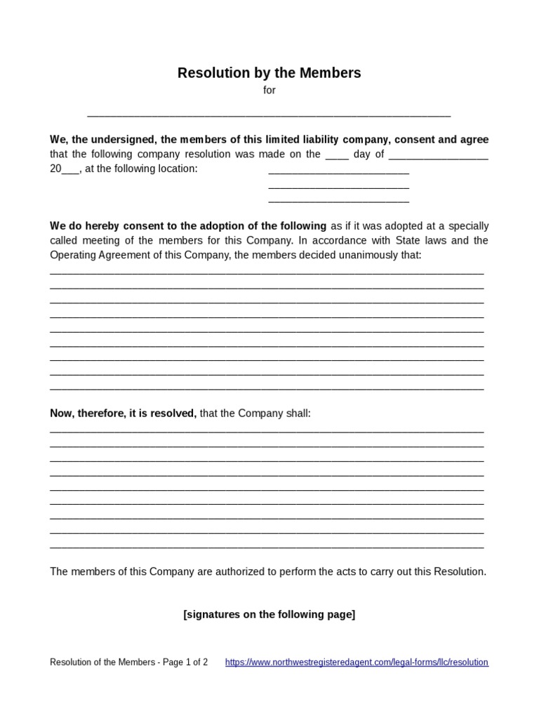 Member-Resolution LLC | PDF | Limited Liability Company | Government
