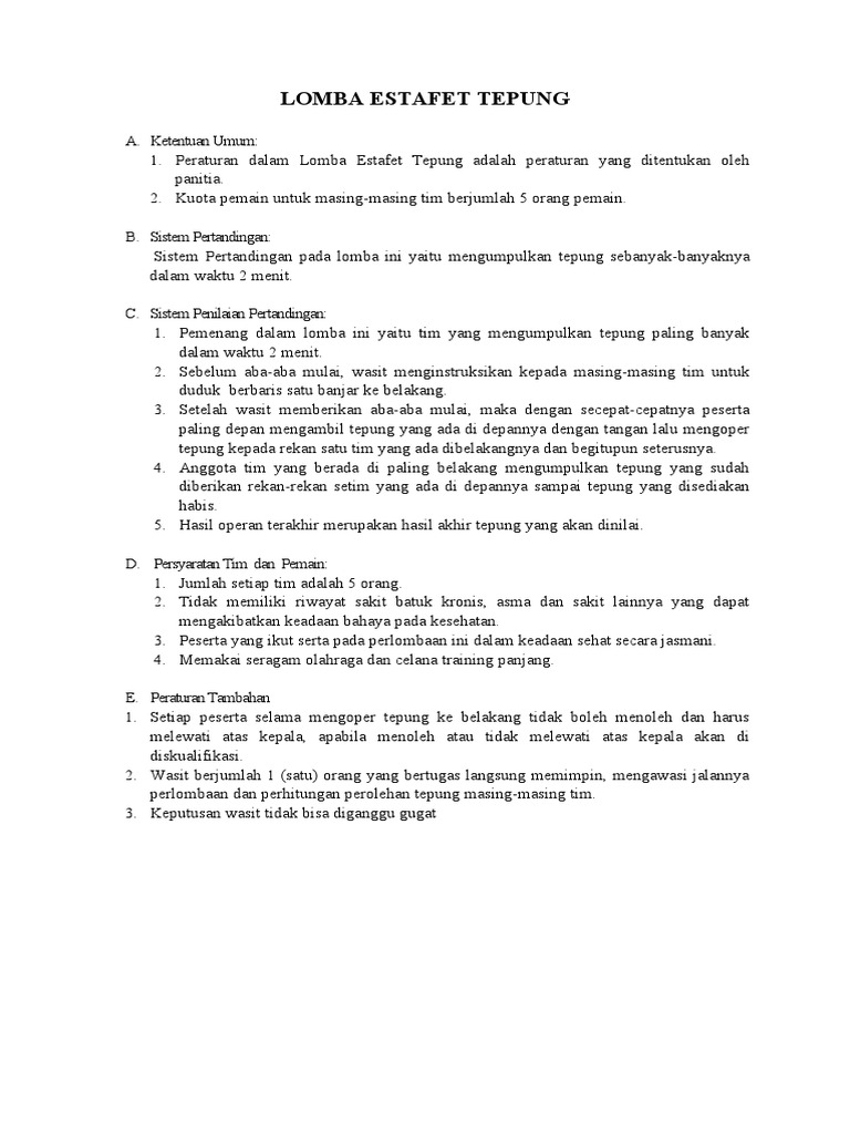 Kriteria Lomba | PDF