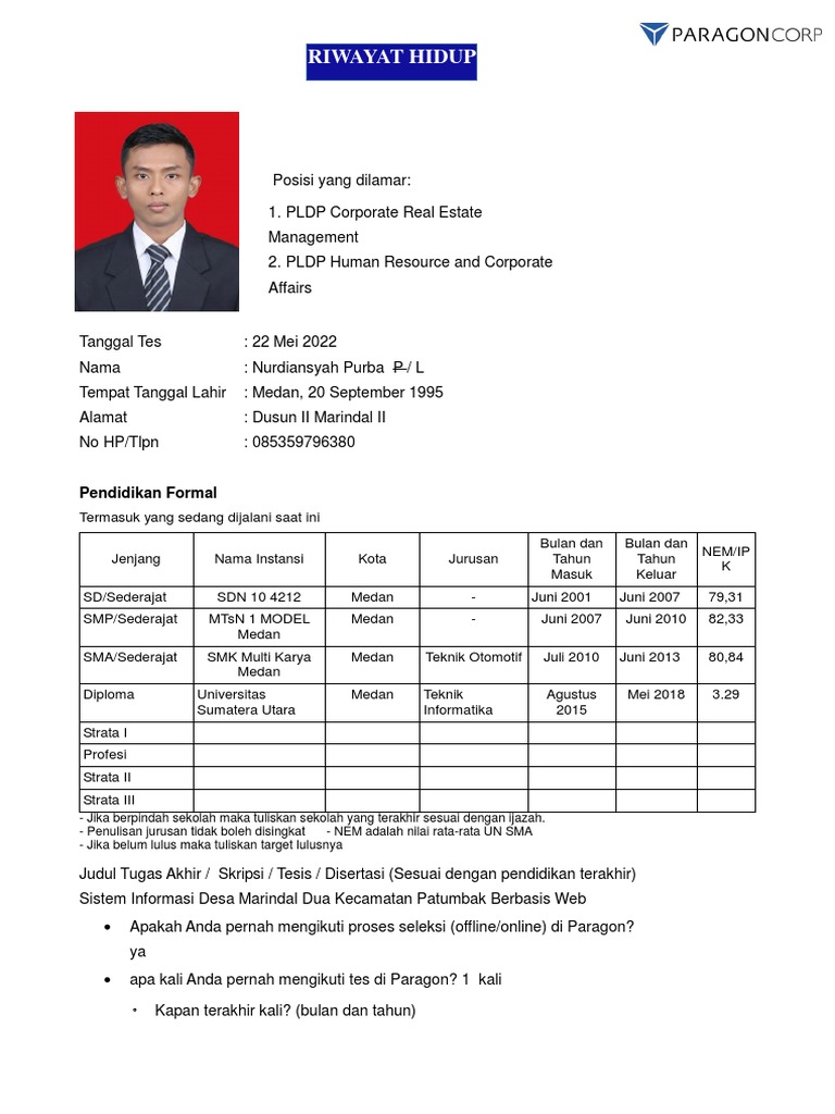 CV Paragon 2022 | PDF