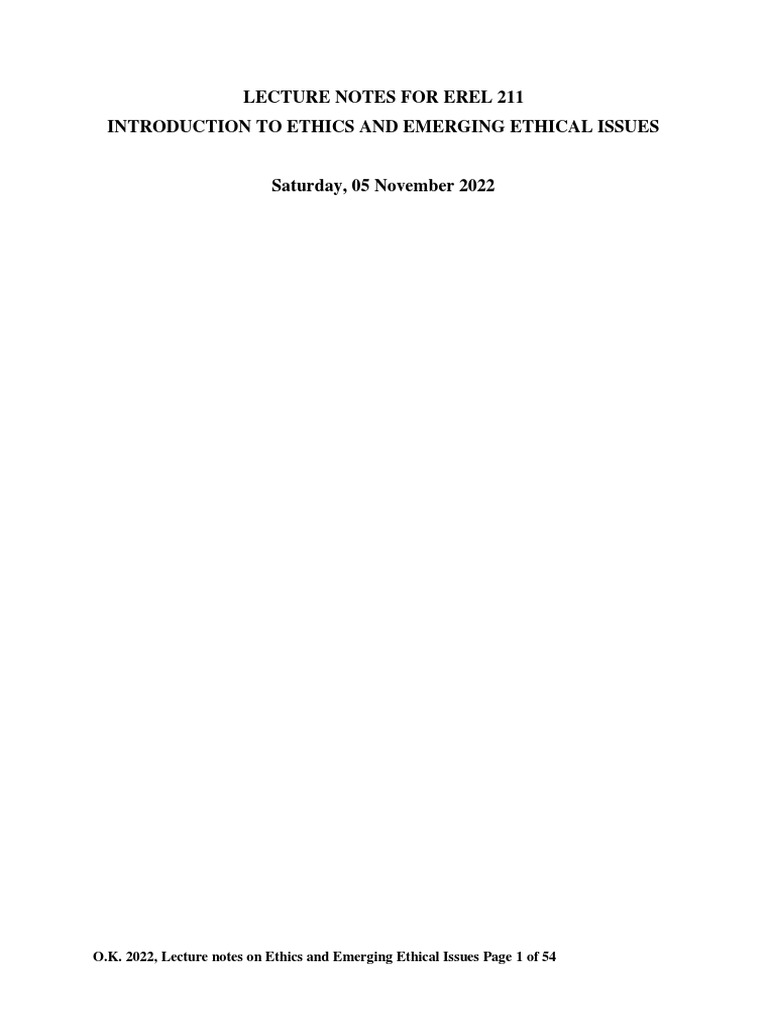 Erel 211 - Introduction To Ethics and Emerging Ethical Issues | PDF ...