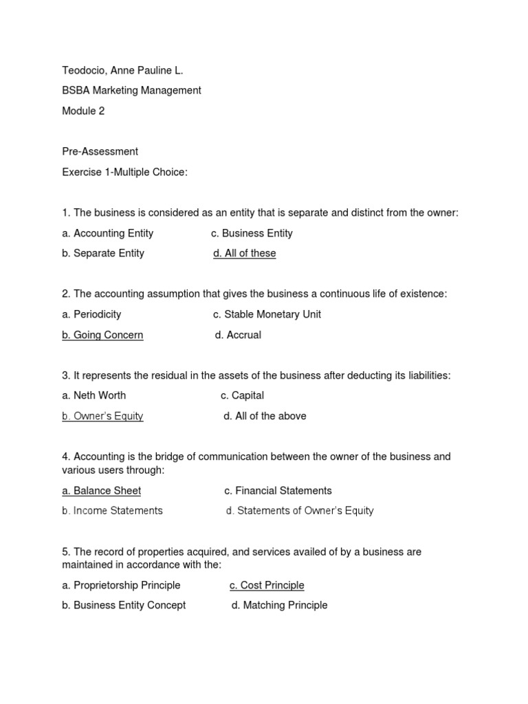 Baen 1 Module 2 | PDF | Financial Statement | Equity (Finance)