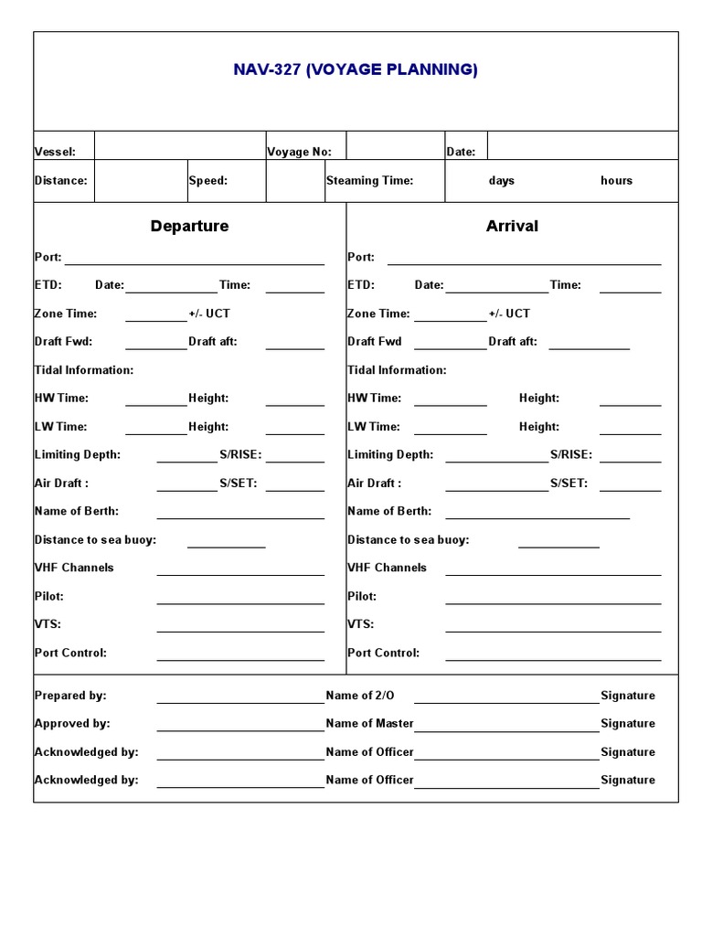Passage Plan Form | PDF | Transport | Ships