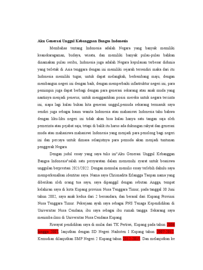 Karya Tulis Beasiswa Angga | PDF