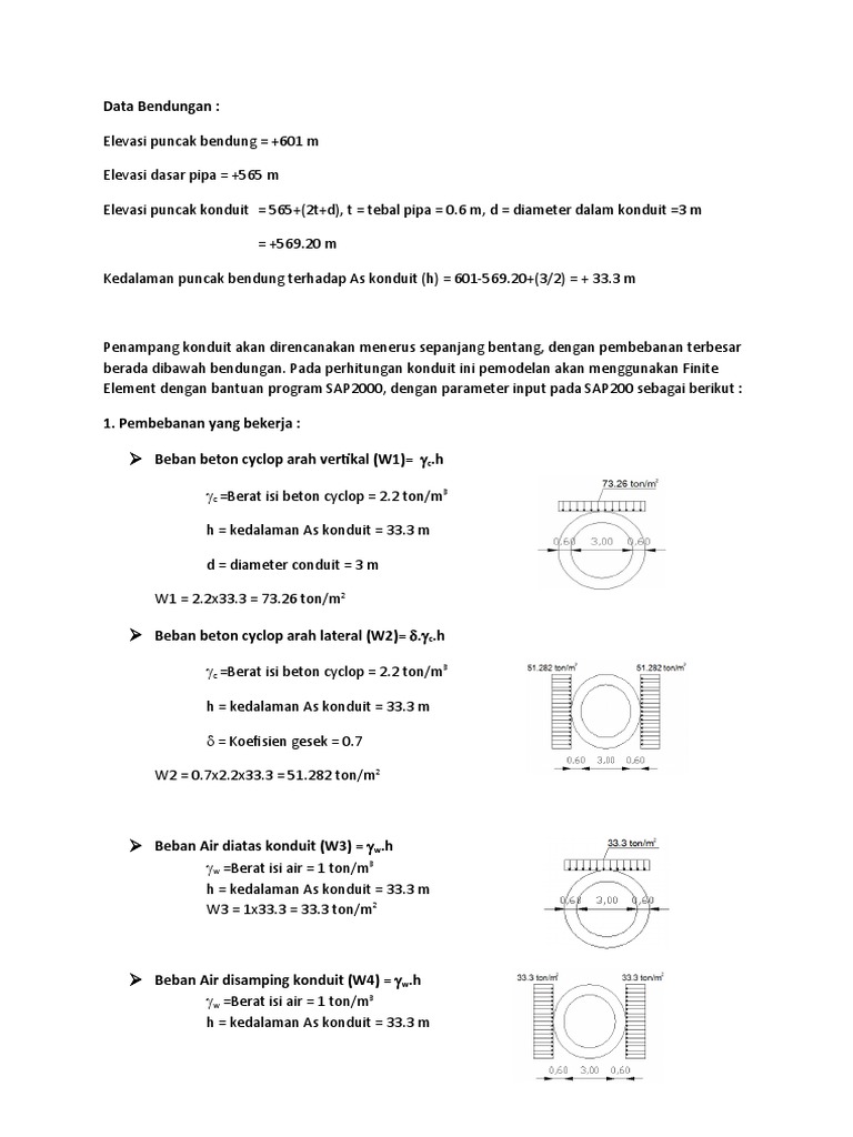 Analisis Beban dan Momen Bendungan | PDF