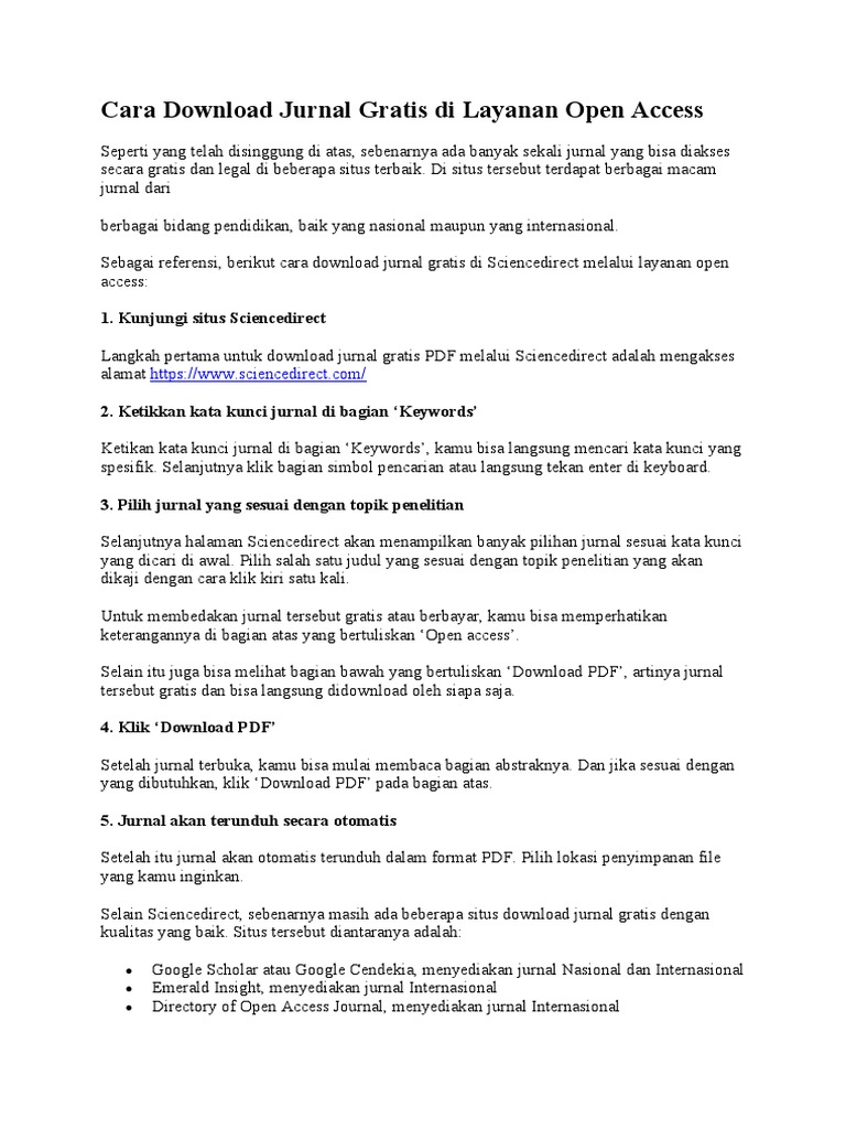 Cara Download Jurnal Gratis Di Layanan Open Access | PDF