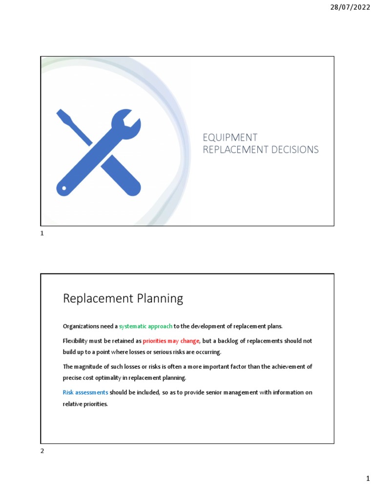 Equipment Replacement Decisions | PDF | Risk | Cost–Benefit Analysis