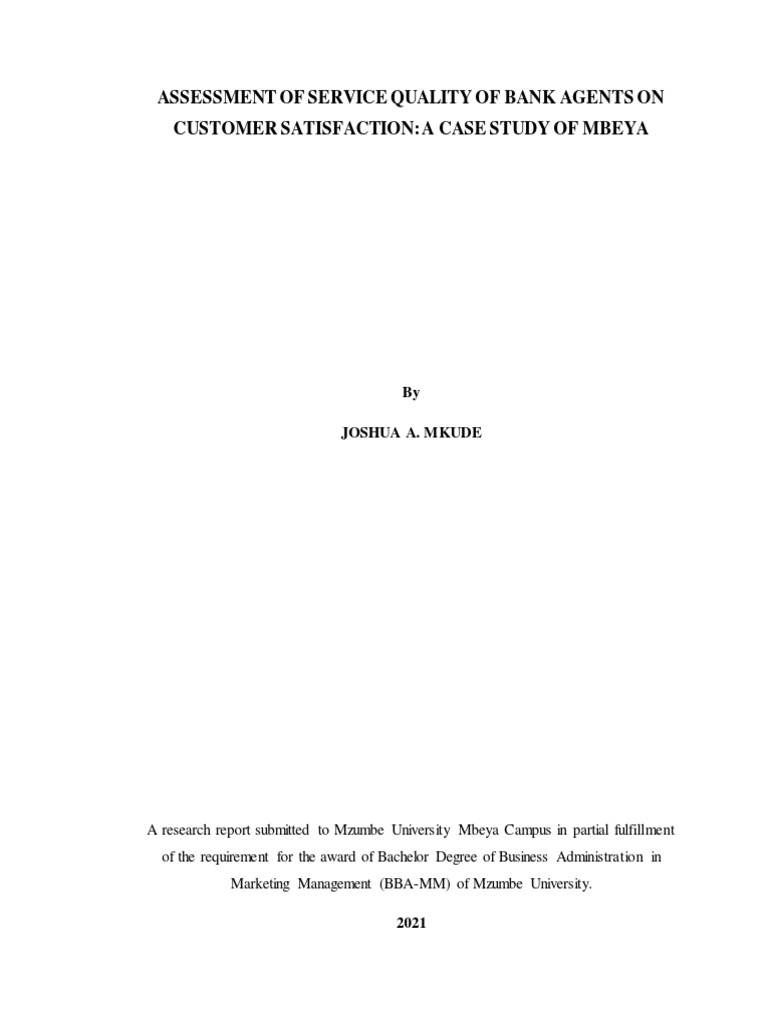 Assessment of Service Quality of Bank Ag | PDF | Banks | Sampling ...