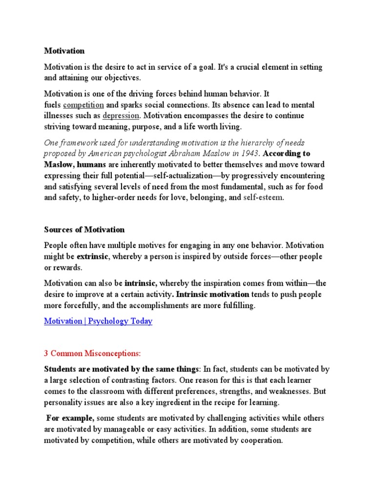 Motivation Report | PDF | Motivational | Motivation