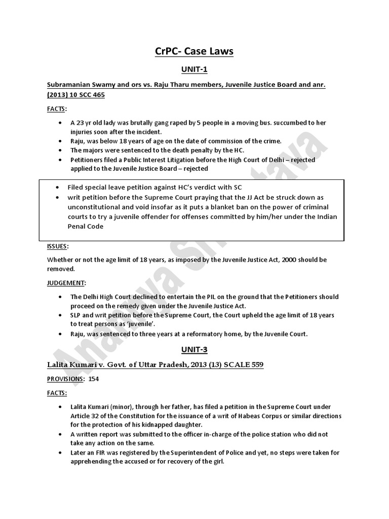 CRPC - Case Laws PDF | PDF | Bail | Arrest