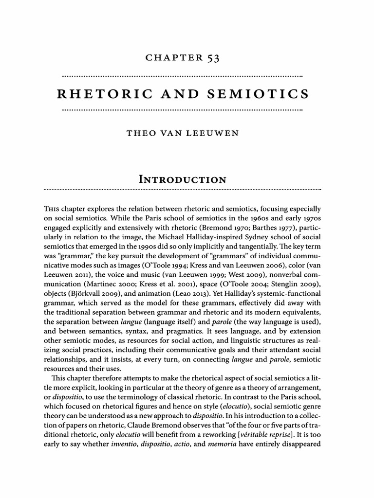 Rhetoric and Semiotics From The Oxford Handbook of Rhetorical Studies ...