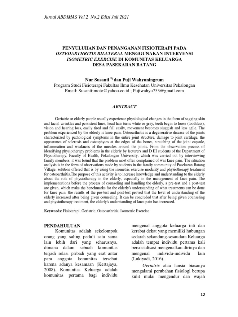 Penanganan Fisioterapi Pada Oa | PDF | Physical Therapy ...