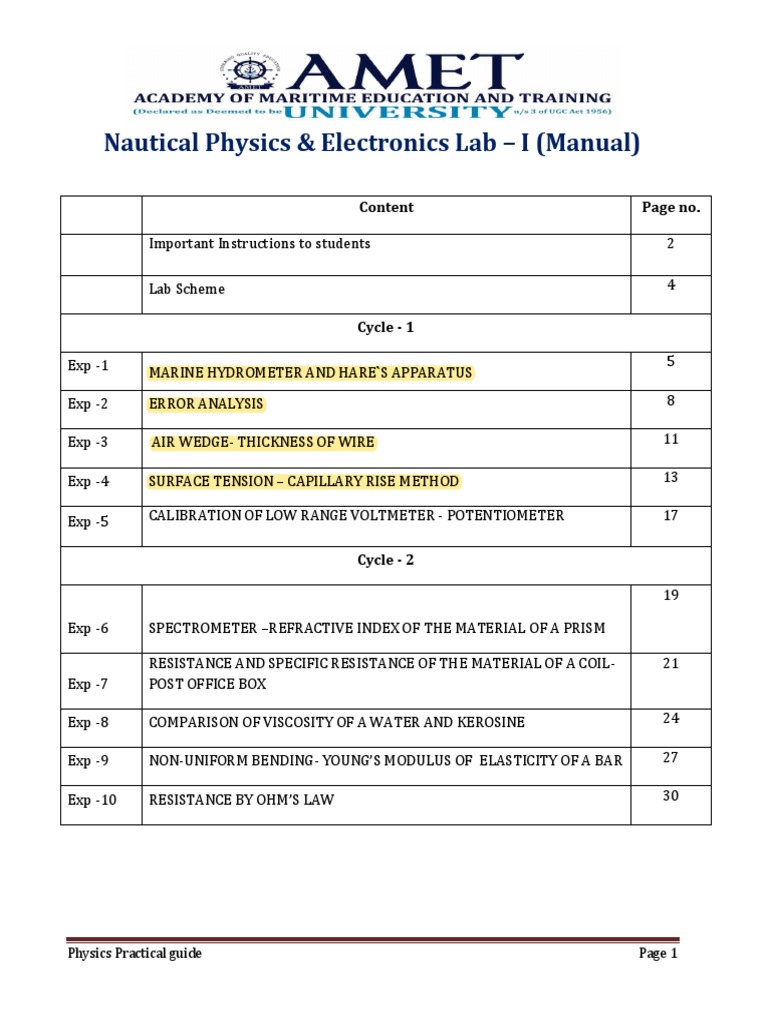 Nautical Physics & Electronics Lab - I | PDF | Resistor | Voltage