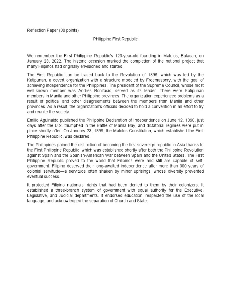 Reflection Paper (RPH) | PDF | History