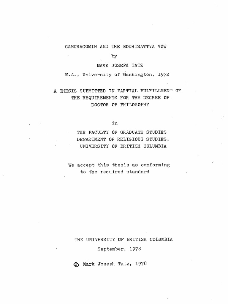 Tatz, Mark - Candragomin and The Bodhisattva Vow (1972) | PDF | Thesis ...