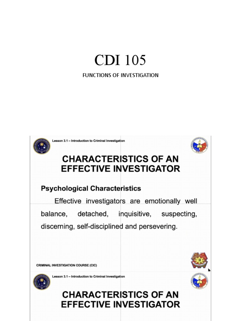 CDI 105: Investigation Functions | PDF