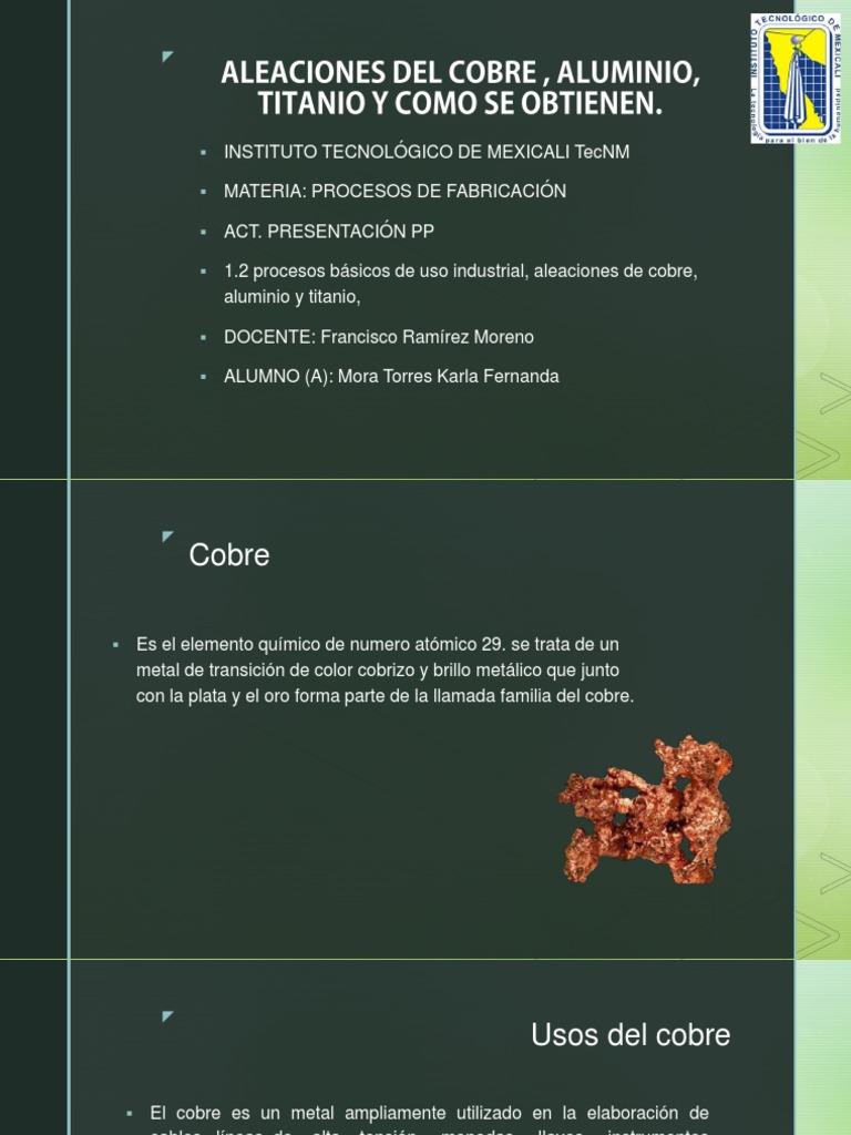 Aleaciones PRESENTACION | PDF | Aleación | Cobre