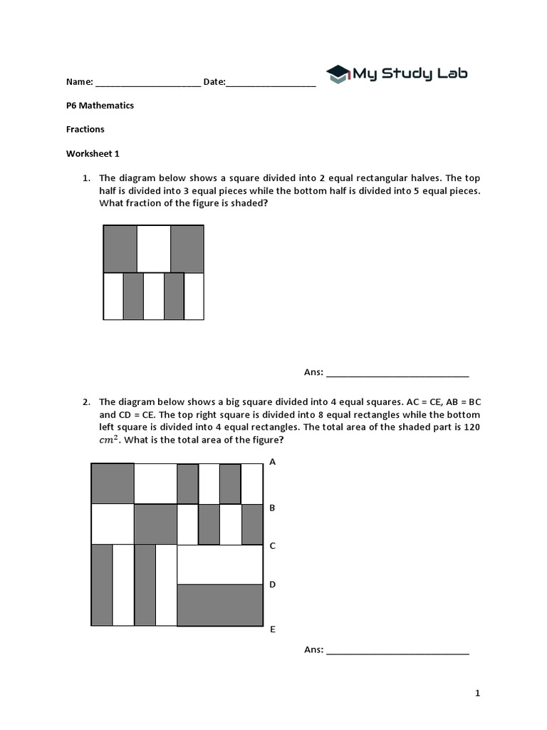 P6 Fractions 1 | PDF | Elementary Mathematics | Mathematics
