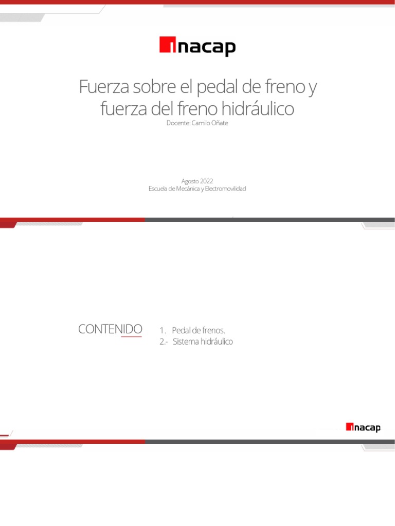 Fuerza Sobre El Pedal de Freno y Fuerza Del Freno Hidráulico | PDF | Bomba | Fuerza