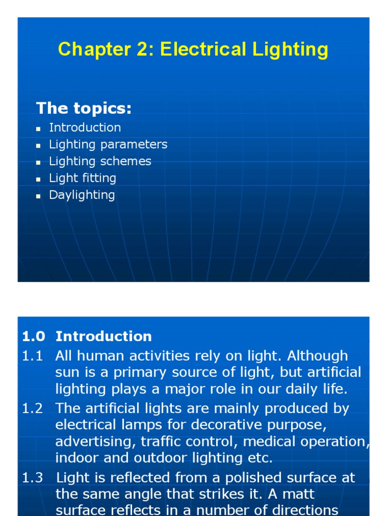 Chapter 2 Electrical Lighting | PDF | Incandescent Light Bulb | Lighting
