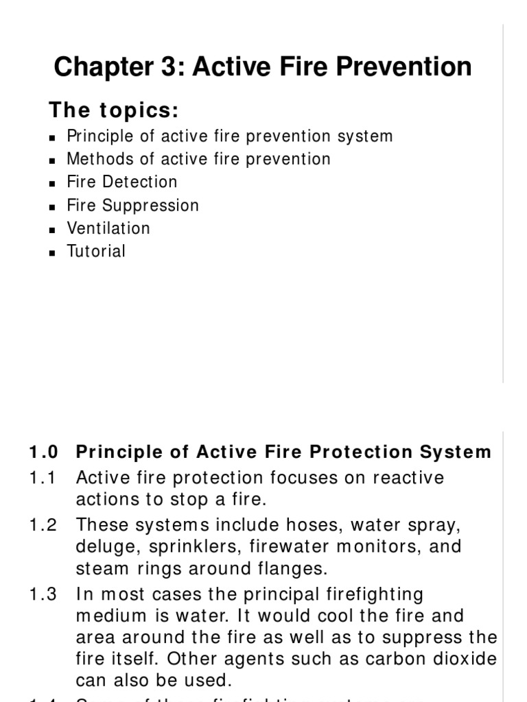 Chapter 3 Active Fire Prevention | PDF | Fire Sprinkler System | Firefighting