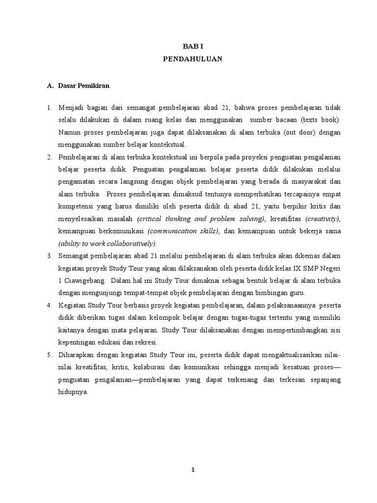Form BAB Isi Laporan Study Tour | PDF