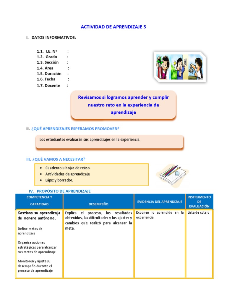 D5 A2 SESION Revisamos Si Logramos Aprender y Cumplir Nuestro Reto en La Experiencia de ...