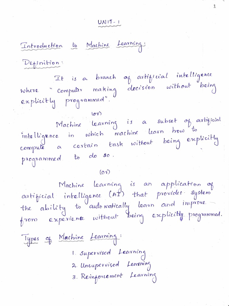 ML Unit 1 | PDF