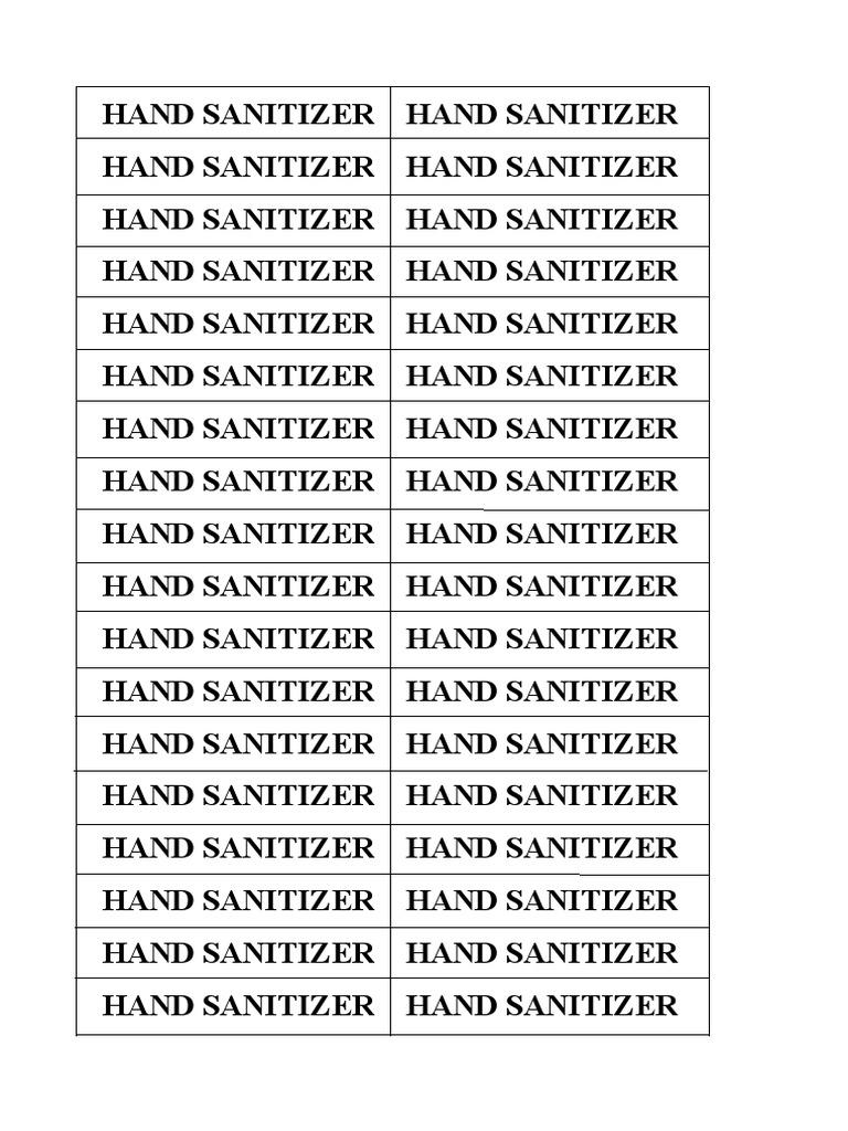 Label Hand Sanitizer | PDF