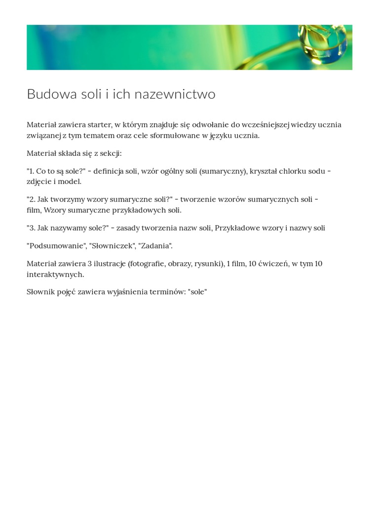Budowa Soli I Ich Nazewnictwo | PDF