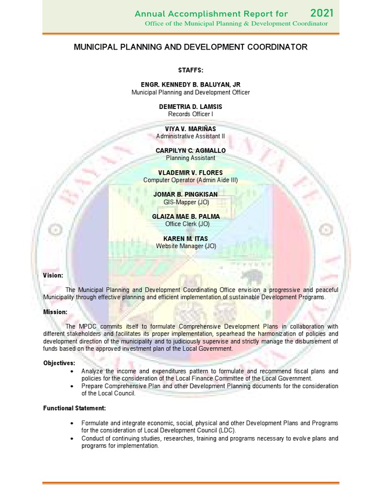 2021 MPDC Final Accomplishment Report | PDF | Geographic Information System