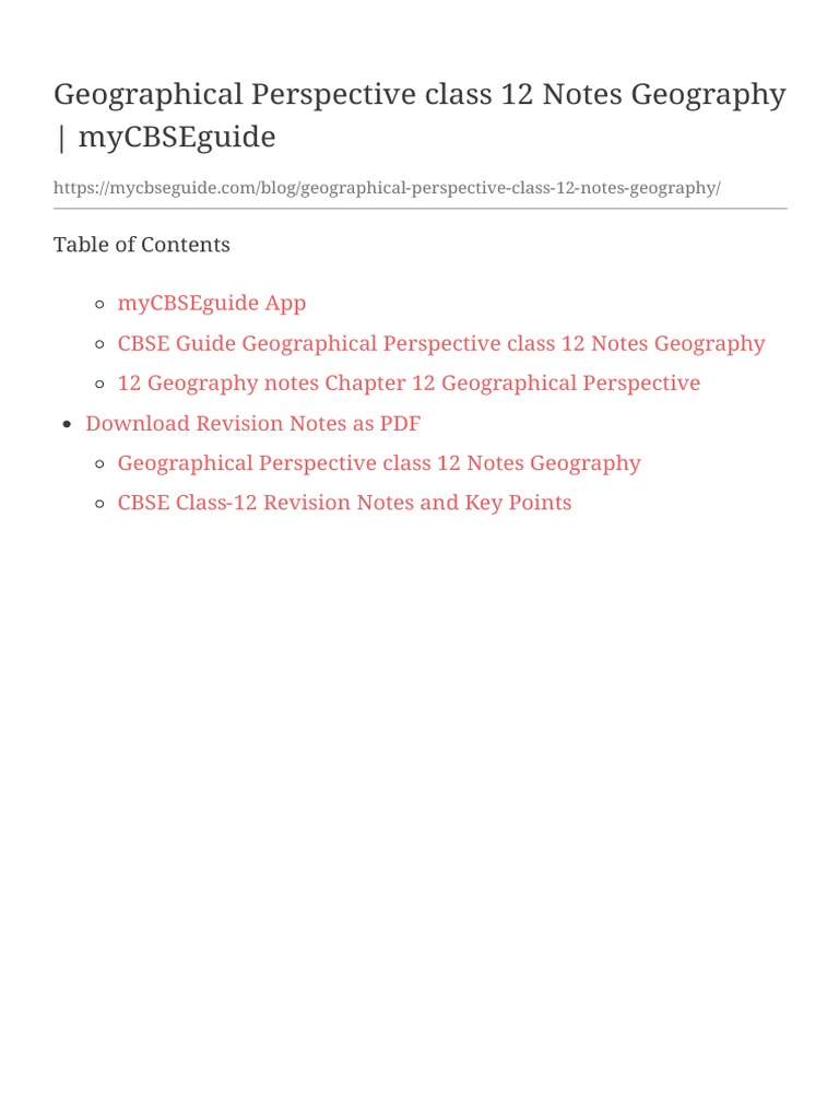Geographical Perspective Class 12 Notes Geography + | PDF | Air ...