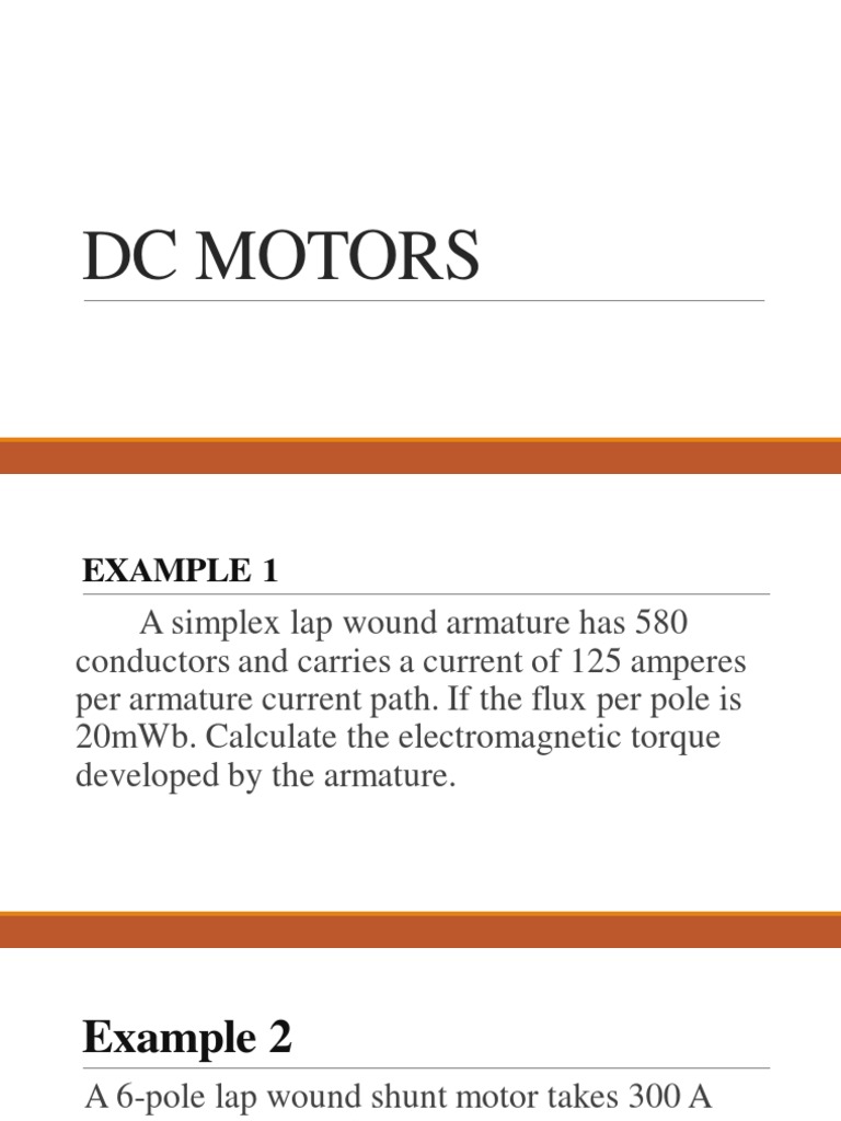 Dc Motors Computation Autosaved Pdf Electric Motor Electrical Resistance And Conductance