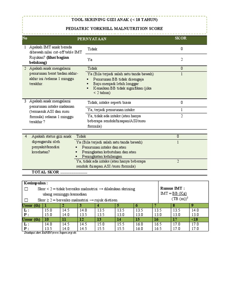 Tools Skrining Gizi Fix | PDF