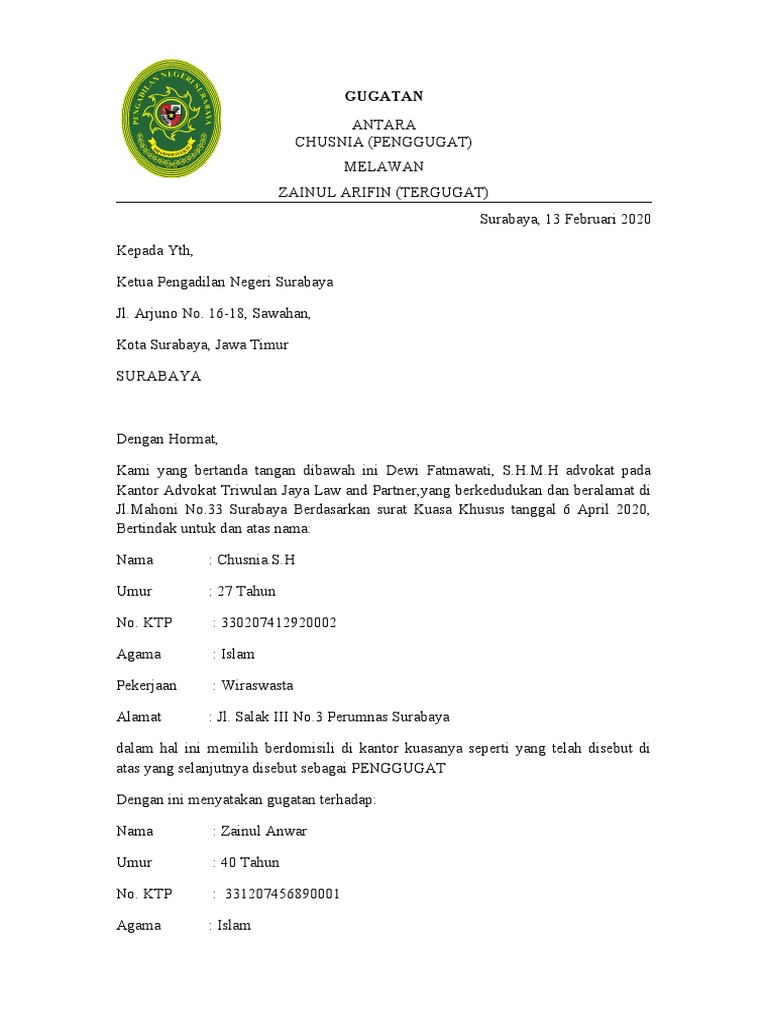 5 Gugatan Perdata Fix | PDF