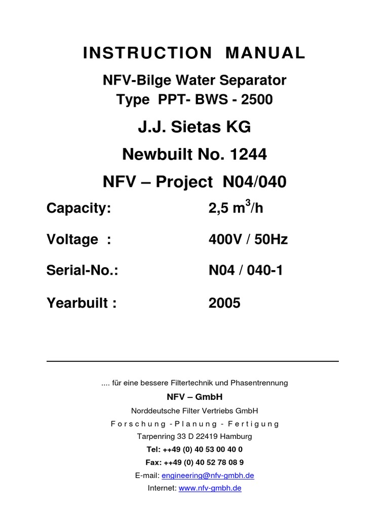 Bilge Water Separator | PDF | Valve | Power Supply