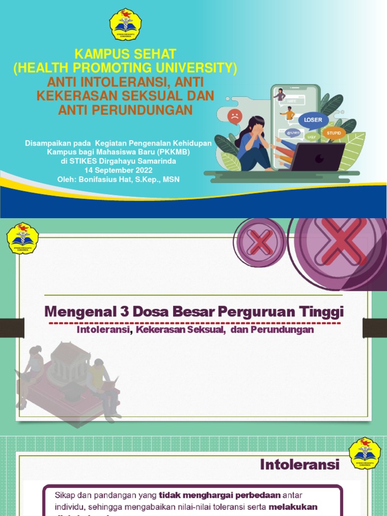 Kampus Sehat Bebas Bullying - Anti Kekerasan Seksual - Anti Intolerasni - Stikds - PKKMB - 2022 ...