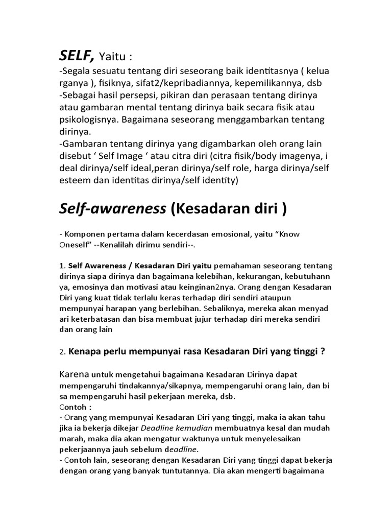 Self Awareness | PDF | Pengembangan Diri