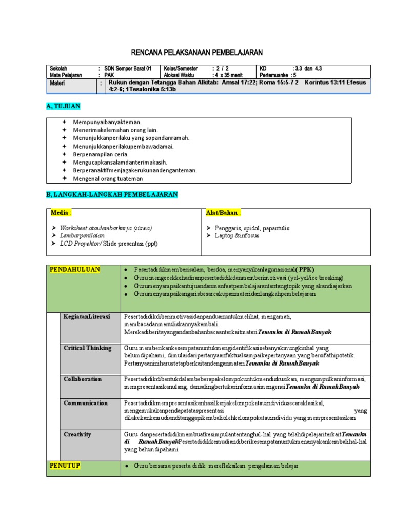 RPP K13 Kelas 2 2022 | PDF