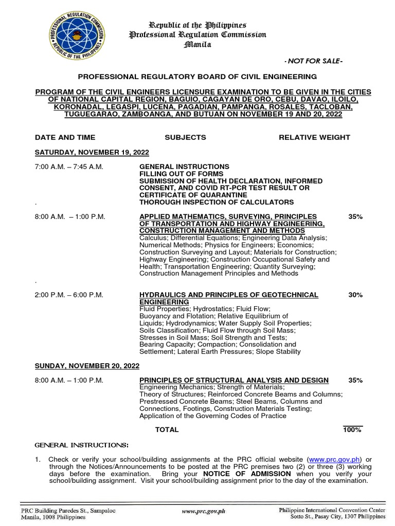 Exam Program Nov 2022 (Civil Engg) | PDF | Engineering | Geotechnical Engineering