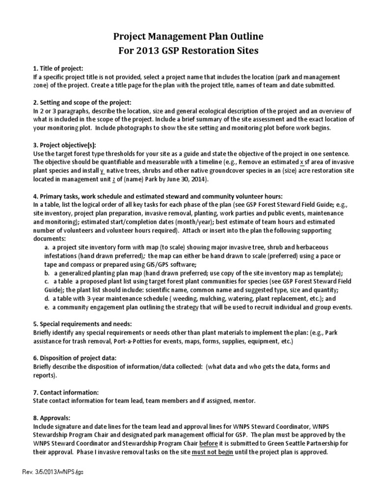 Project Management Plan Outline | PDF | Map