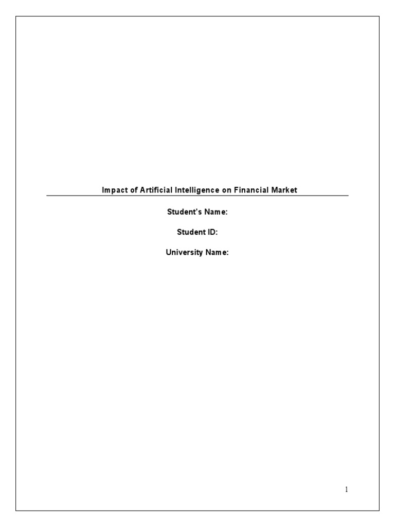 Impact Of Artificial Intelligence On Financial Market Pdf