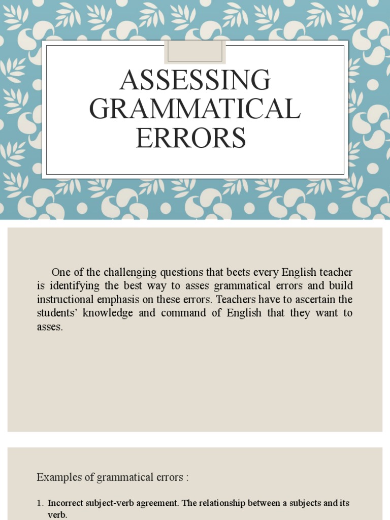 Assessing Grammatical Errors | PDF | English Language | Educational ...
