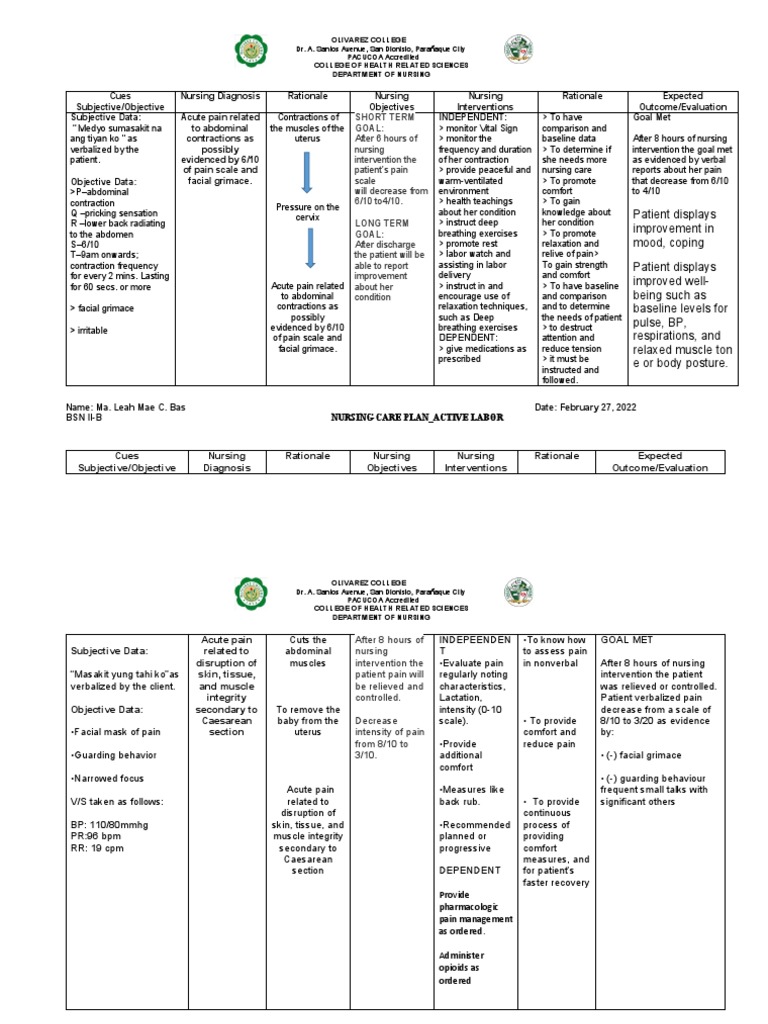 Nursing Care Plan Ma. Leah Bas RHD Case 1 | PDF | Respiratory System | Lung