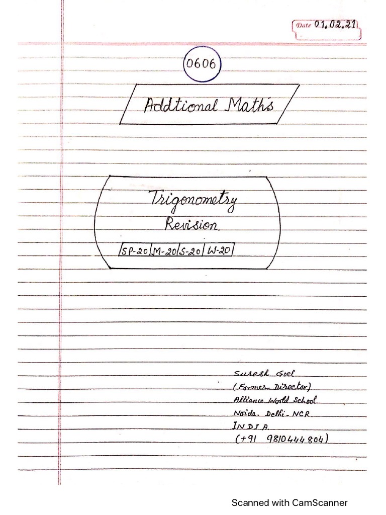 IGCSE 0606 Trigonometry Revision Notes | PDF