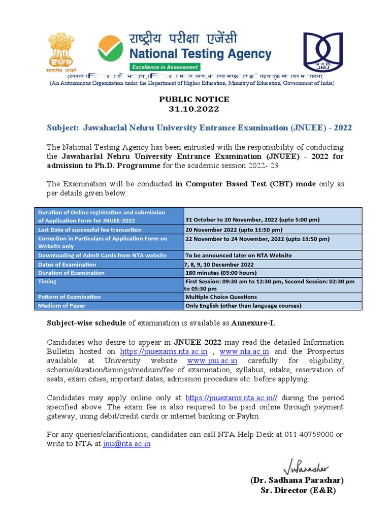 Notice 20221101102627 | PDF | University And College Admission | Test ...