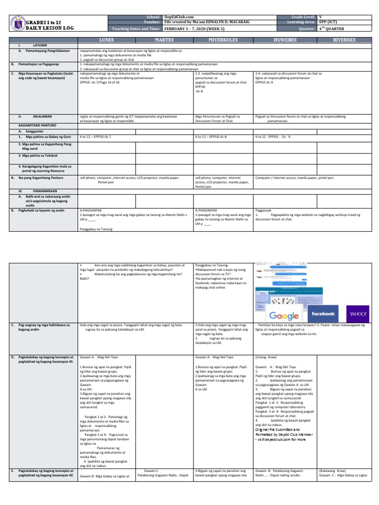 DLL - Epp 5 - Q4 - W3 | PDF